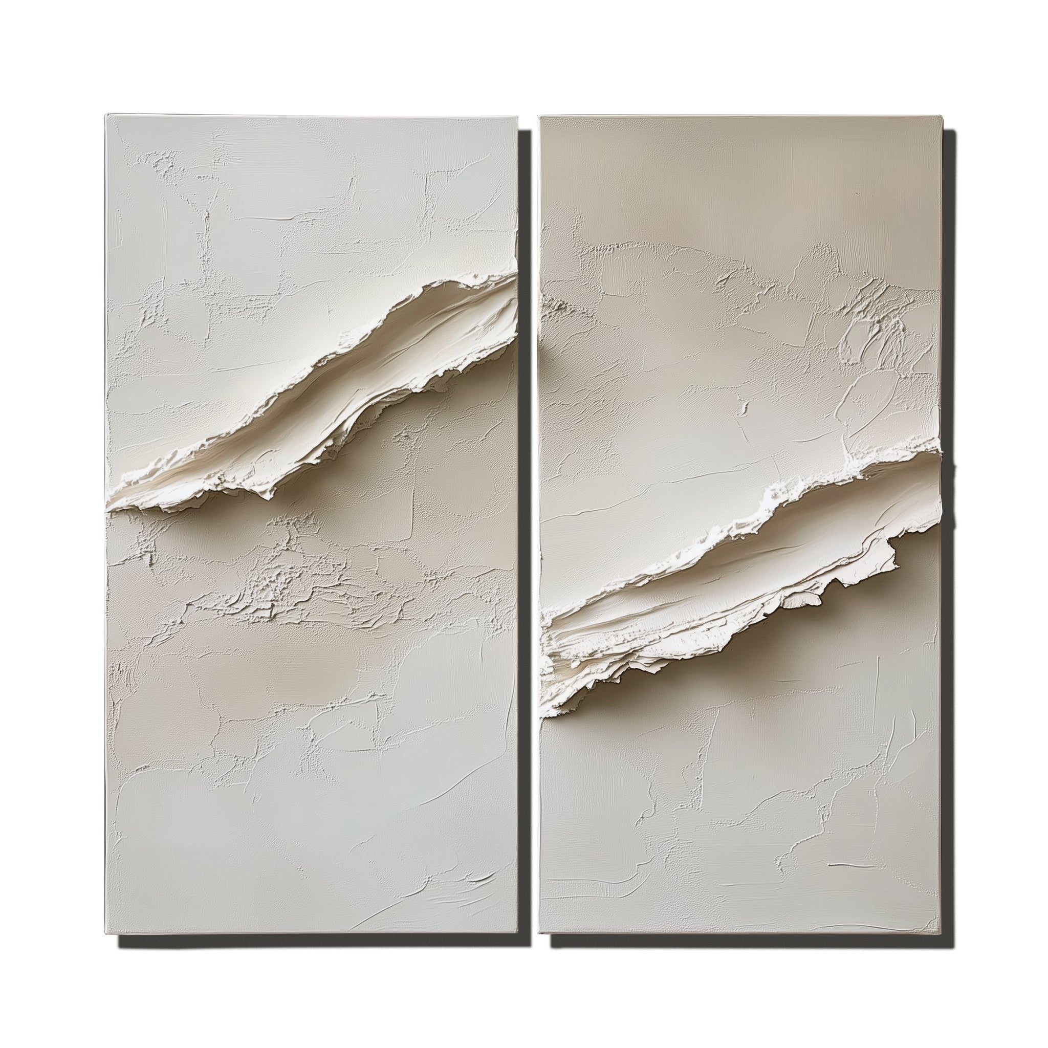 Textured Abstract Minimalist Diptych Painting for Contemporary Decor