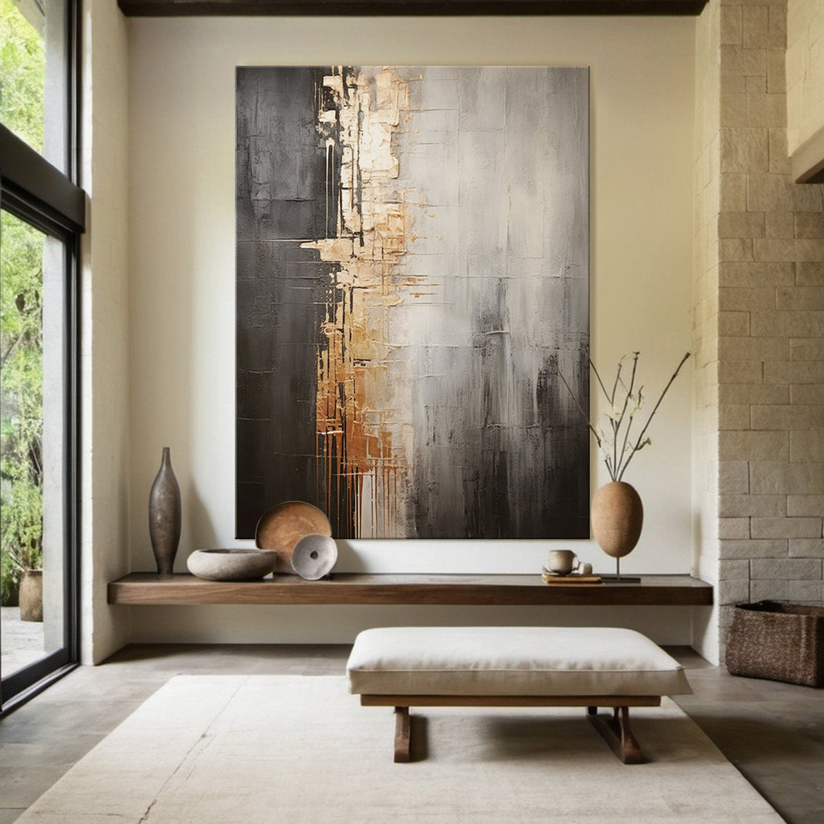 Gold Wall Art | Hand-Painted Luxury Gold Paintings for Modern Decor