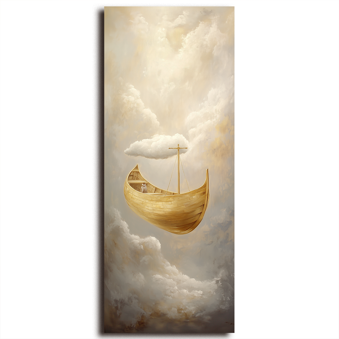 Floating Boat Cloud Painting Surreal Vertical Canvas for Minimalist ...