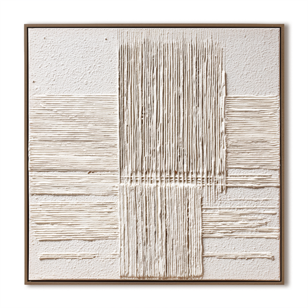 Large Neutral Textured Wall Art – Vertical Line Modern Abstract Canvas ...