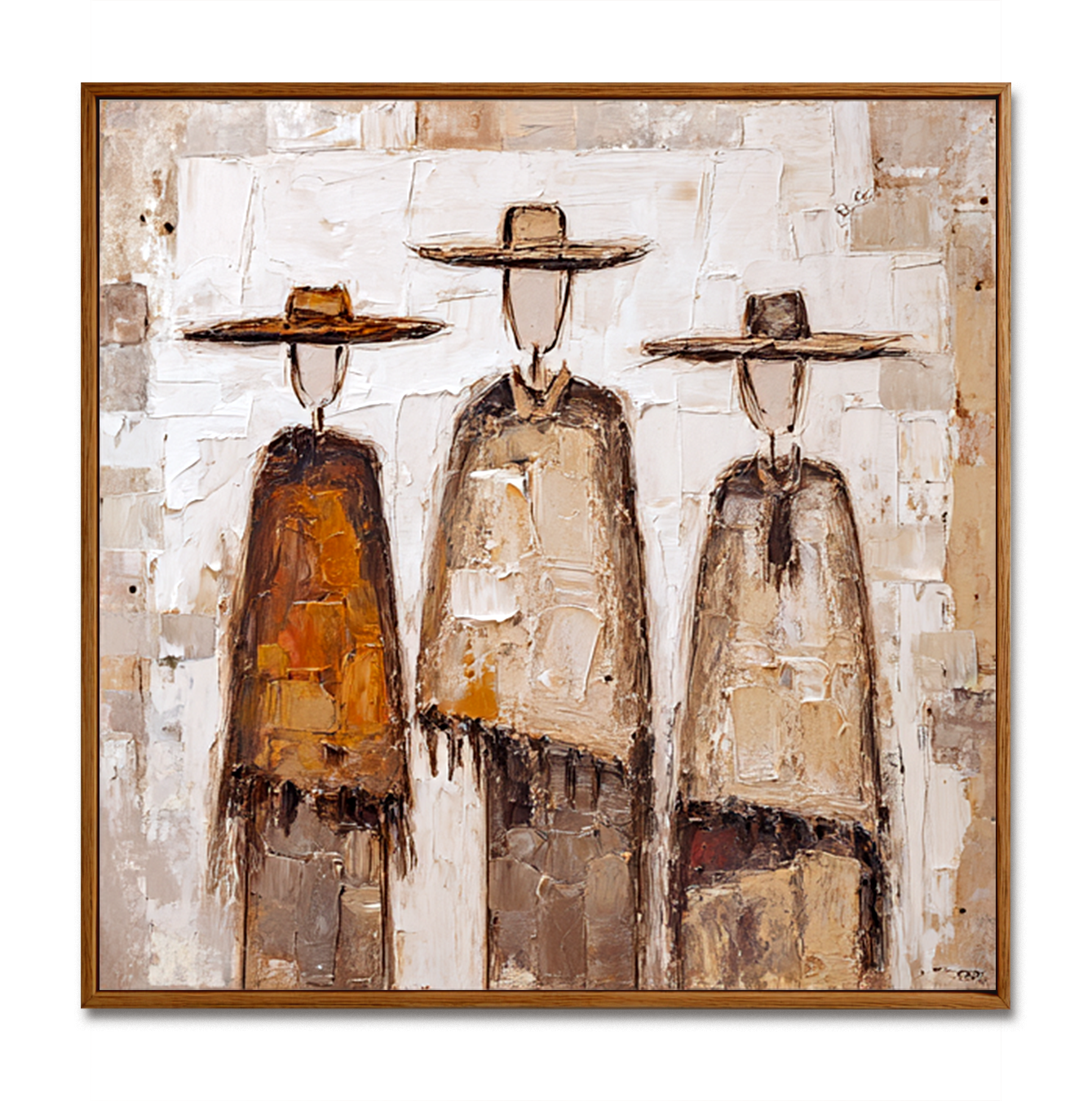 Nomads of the Quiet Plains Textured Abstract Figurative Wall Art ...