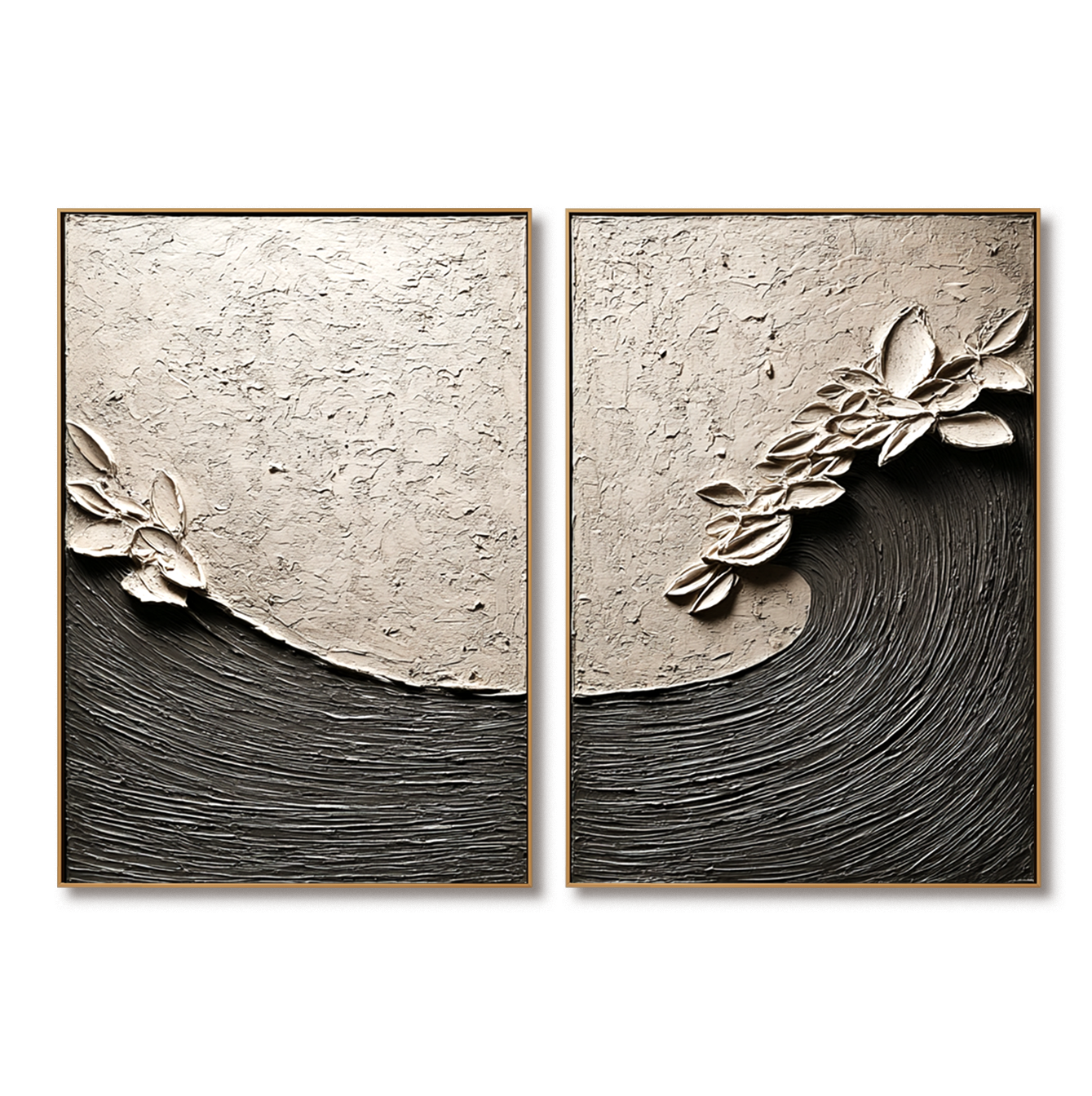 Textured Abstract Diptych Wall Art, Hand-Painted Modern Canvas with ...