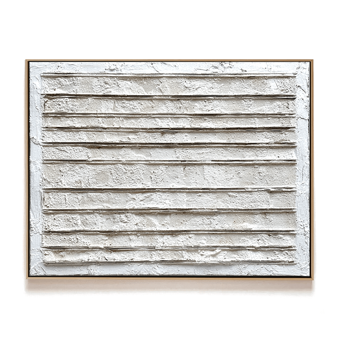 Large White Textured Linear Abstract Canvas Art – Minimalist 3D ...