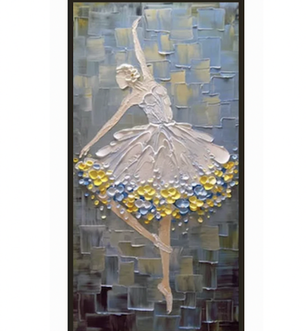 Textured Oil Painting of Ballet Dancer - 3D Impasto Art for Living Room ...