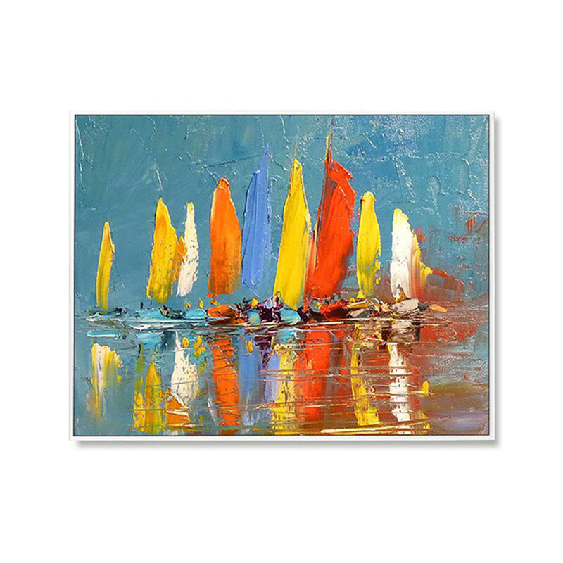 Sailing Spectacle – Hand-Painted Textured Sailboat Oil Painting ...